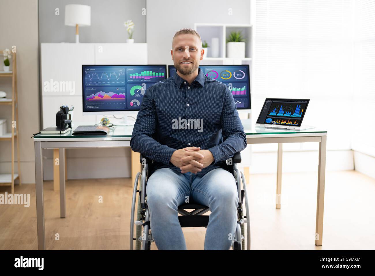 Analyst Man Looking At Business Data Analytics Dashboard Stock Photo ...