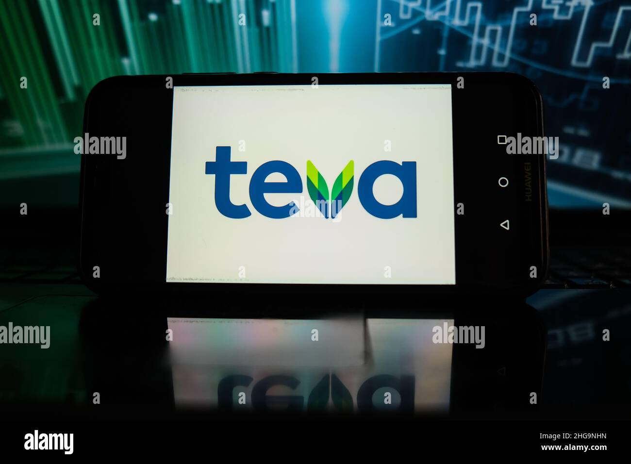 Poland. 19th Jan, 2022. In this photo illustration a Teva logo is ...