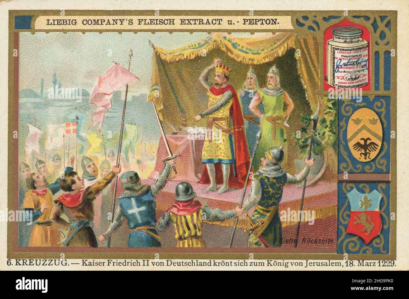 Sixth Crusade, Emperor Frederick II of Germany crowns himself King of ...