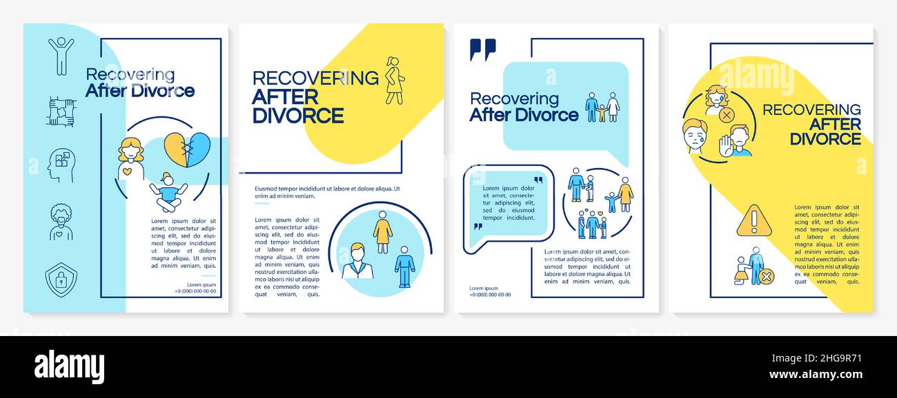 Recovering after divorce blue and yellow brochure template Stock Vector ...