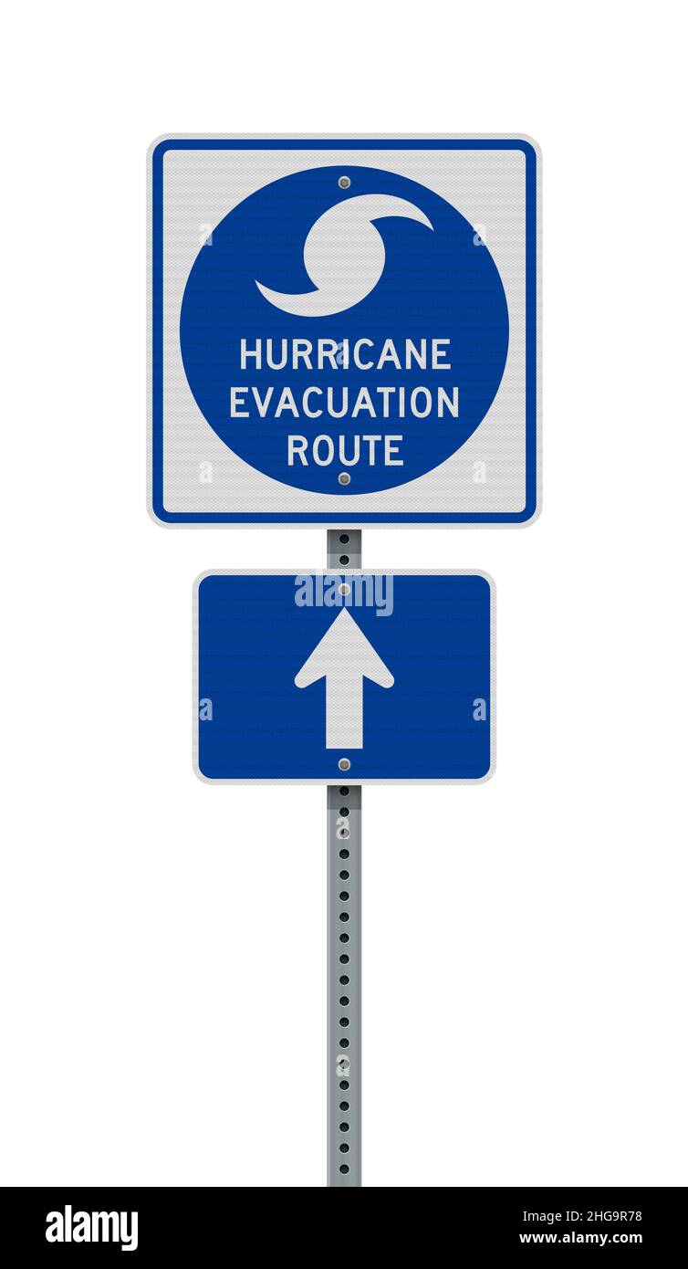 Vector illustration of the Hurricane Evacuation Route road sign on ...