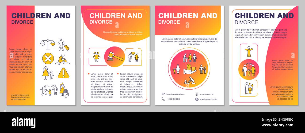 Children and divorce red gradient brochure template Stock Vector Image ...