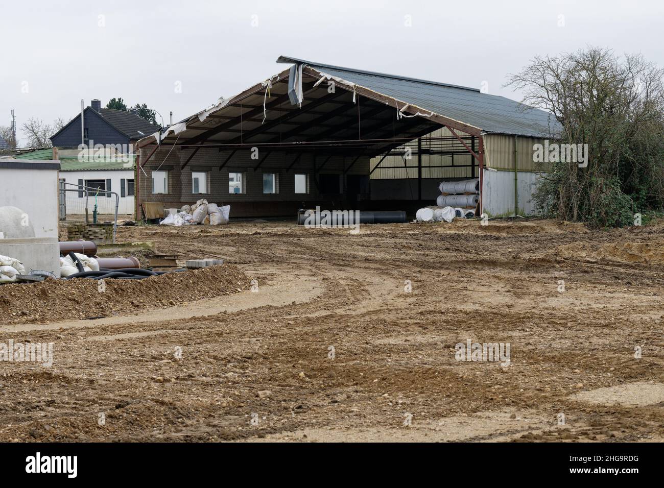 Erftsadt, Germany. 19th Jan, 2022. A hall that was partially destroyed ...