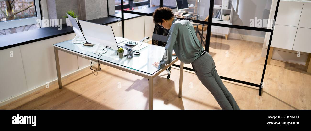 African American Doing Office Exercise Workout Training Stock Photo - Alamy