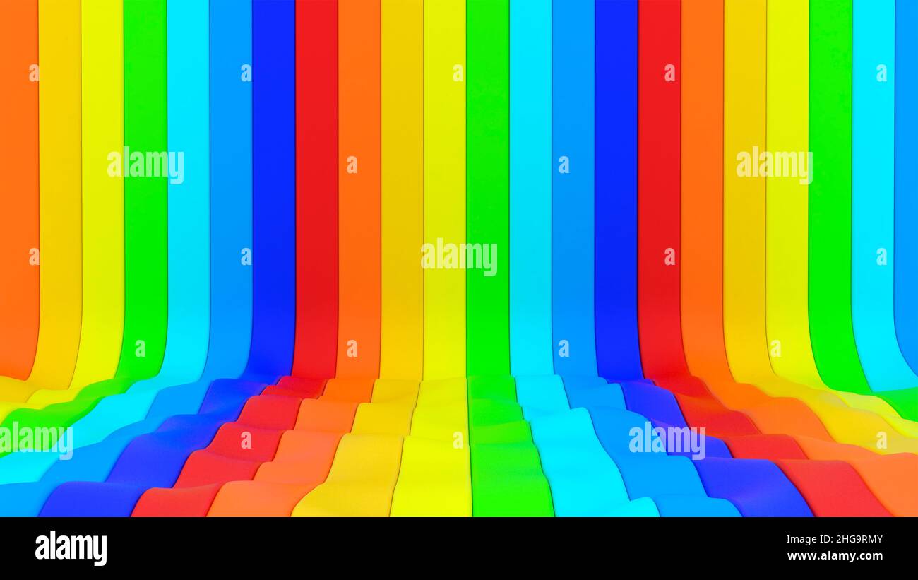 3d abstract background colorful wall and floor backdrop wave pattern ...