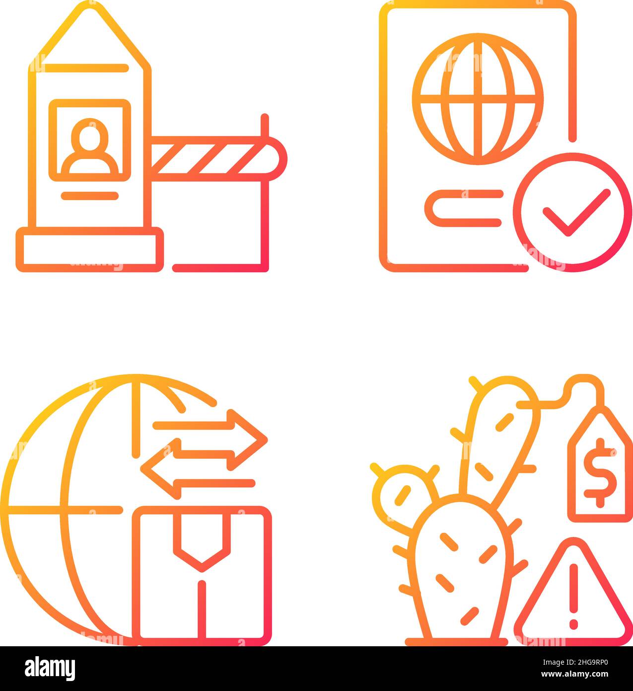 Borders control measures gradient linear vector icons set Stock Vector ...