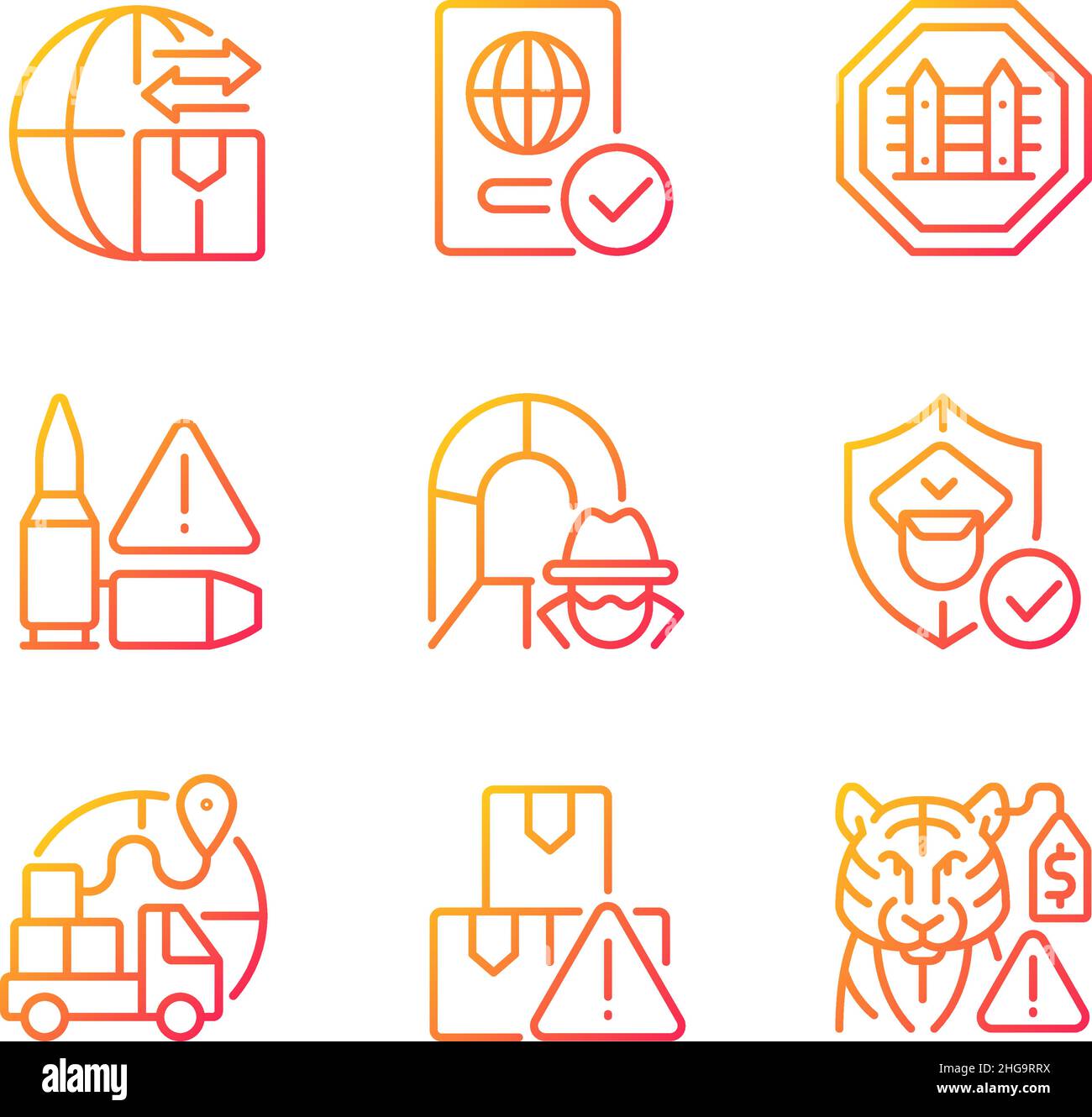 International trading gradient linear vector icons set Stock Vector ...