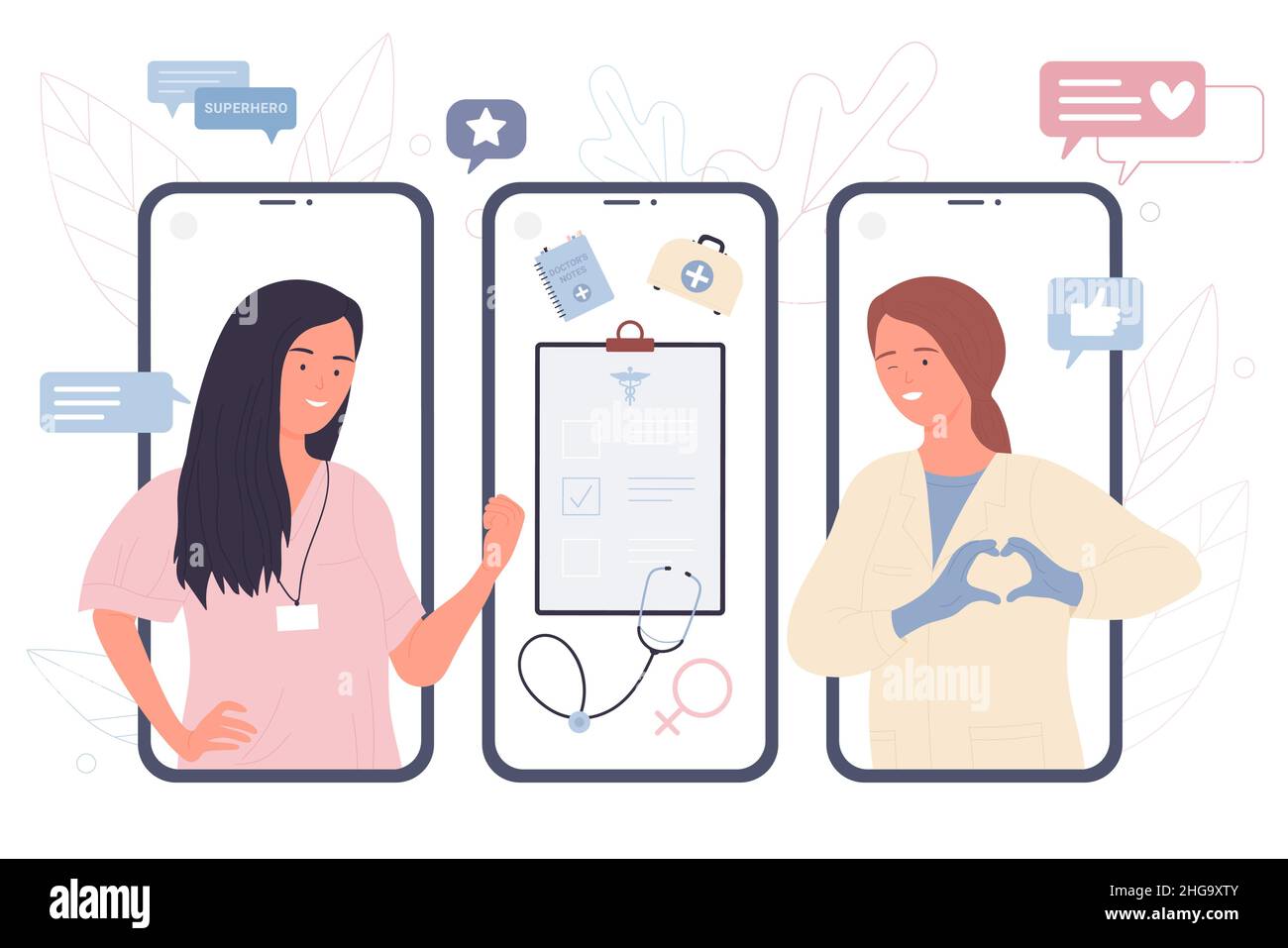 Online communication of doctors with patient vector illustration ...