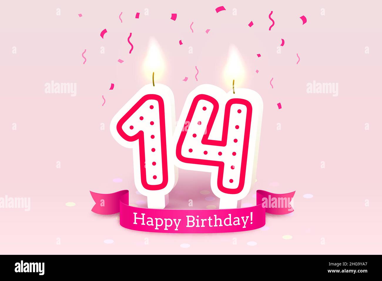 Happy Birthday years. 14 anniversary of the birthday, Candle in the ...