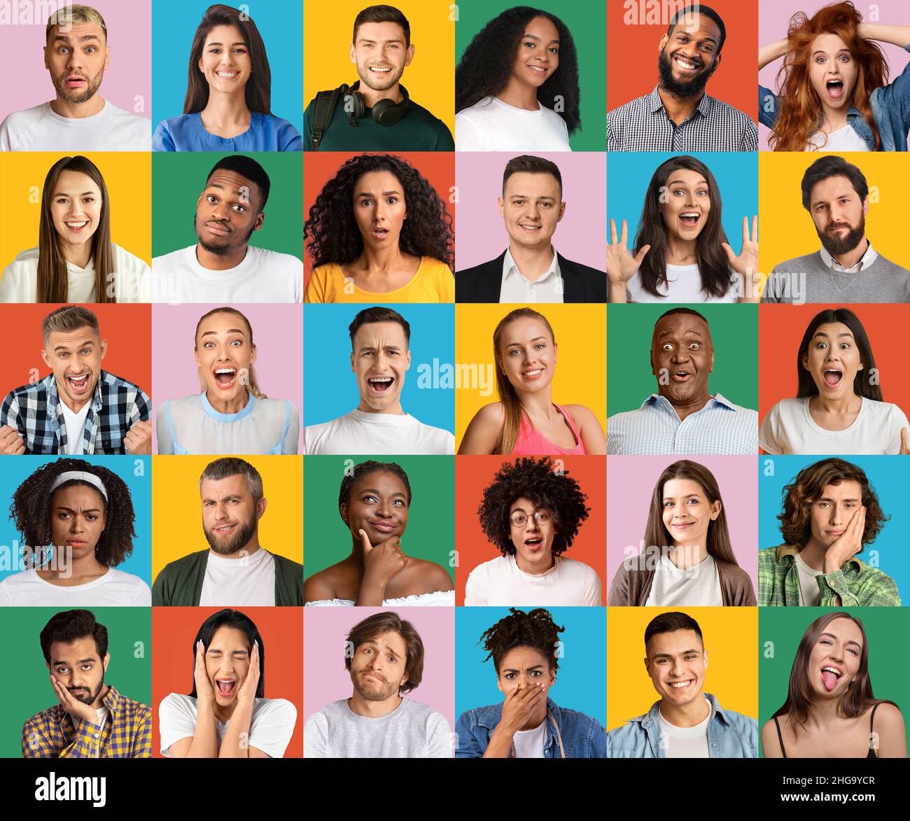 Set of expressive diverse people showing all kinds of emotions on ...