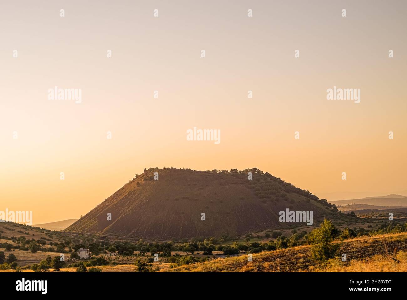 Sandal-Divlit Volcano Cone view at sunset. Kula Volcanic Geopark ...