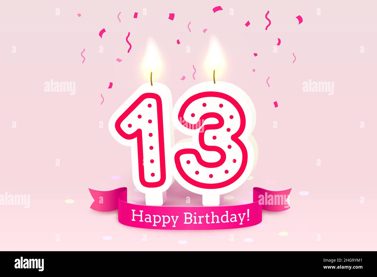 Happy Birthday years. 13 anniversary of the birthday, Candle in the ...