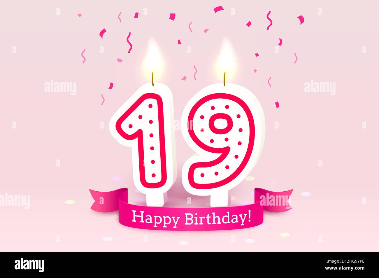 Happy Birthday years. 19 anniversary of the birthday, Candle in the ...