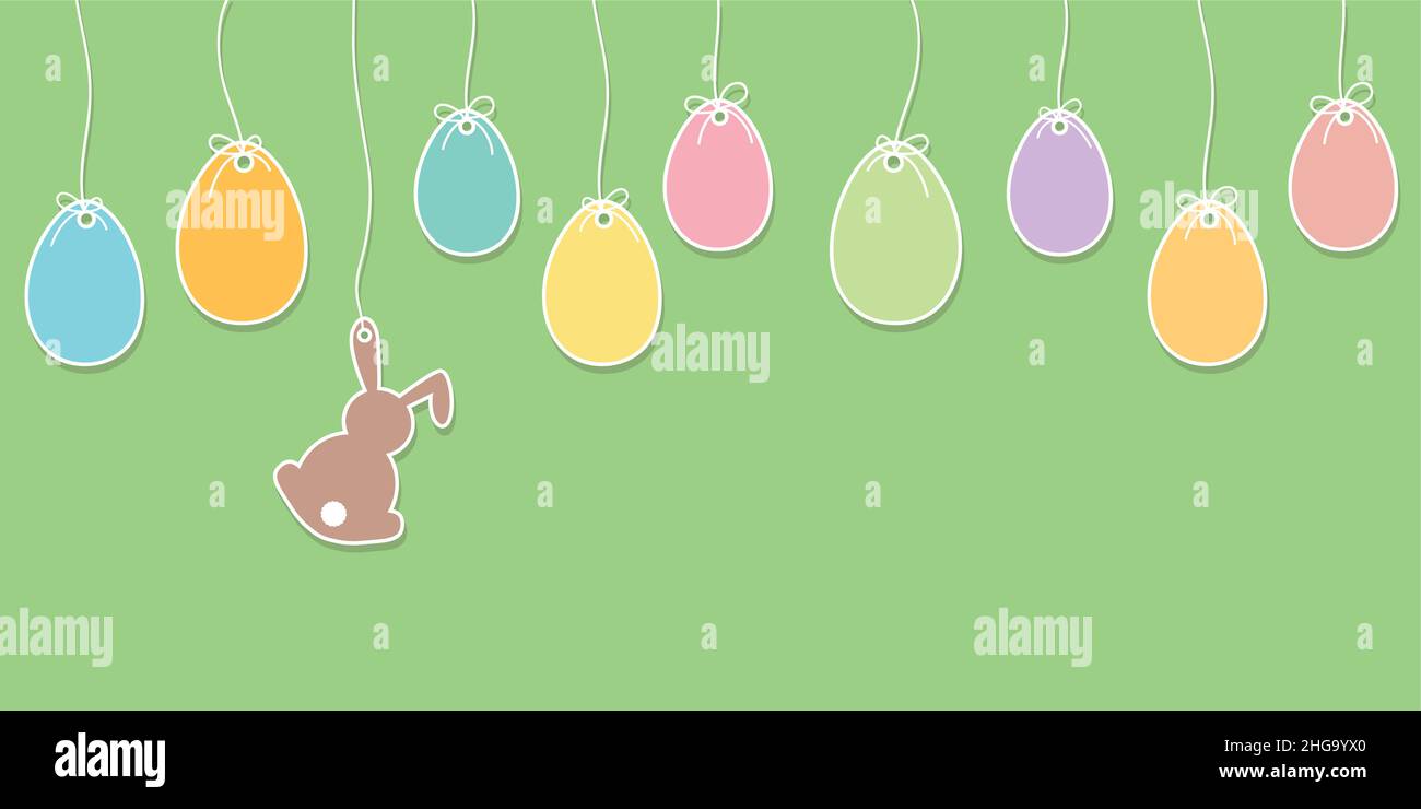 hanging easter eggs and bunny colorful decoration Stock Vector Image ...