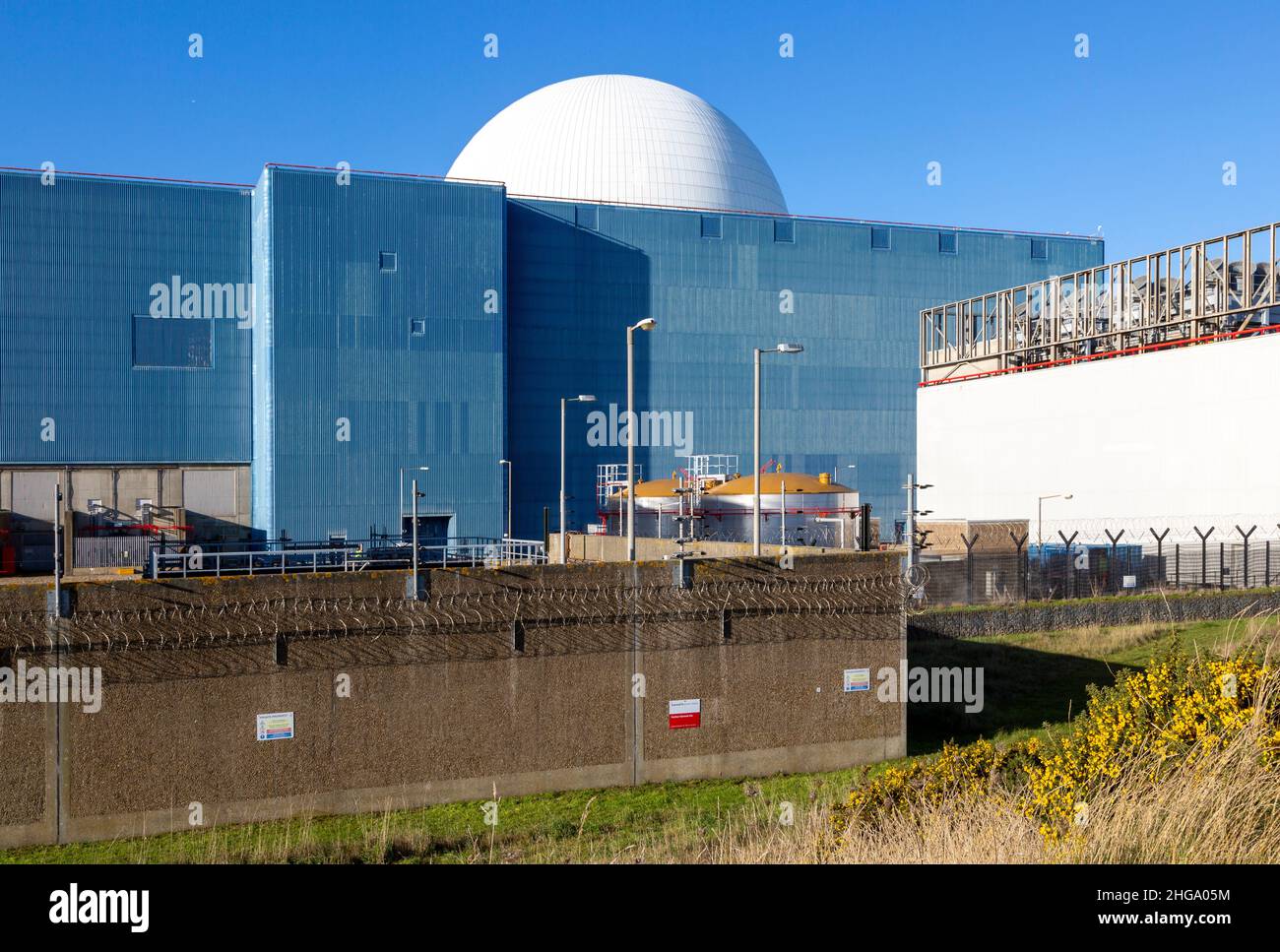 White dome PWR Pressurised Water Reactor nuclear power station ...
