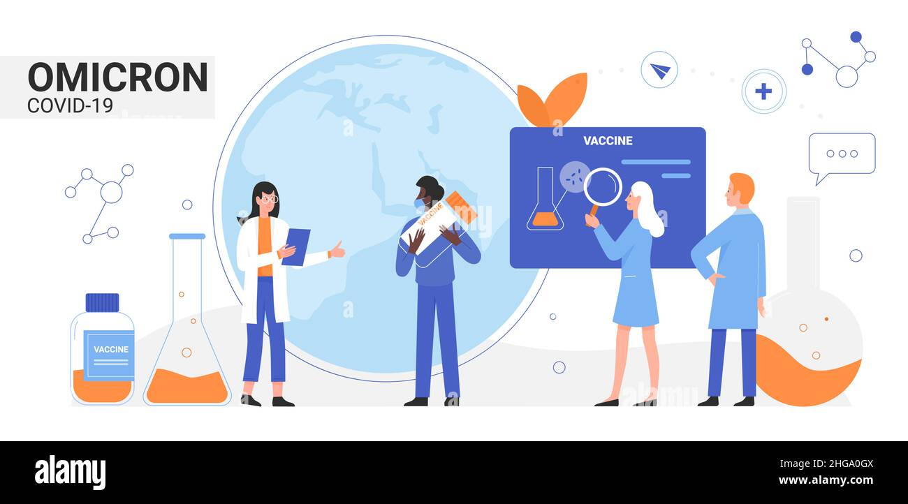 Vaccine research to stop omicron coronavirus vector illustration ...