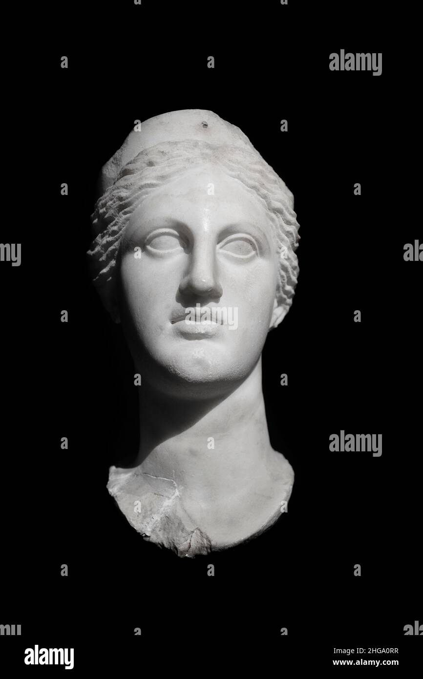 Portrait of Artemis isolated on black background Stock Photo - Alamy