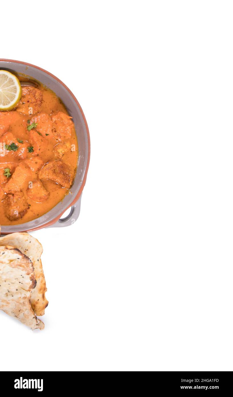 butter chicken isolated on a white background Stock Photo - Alamy