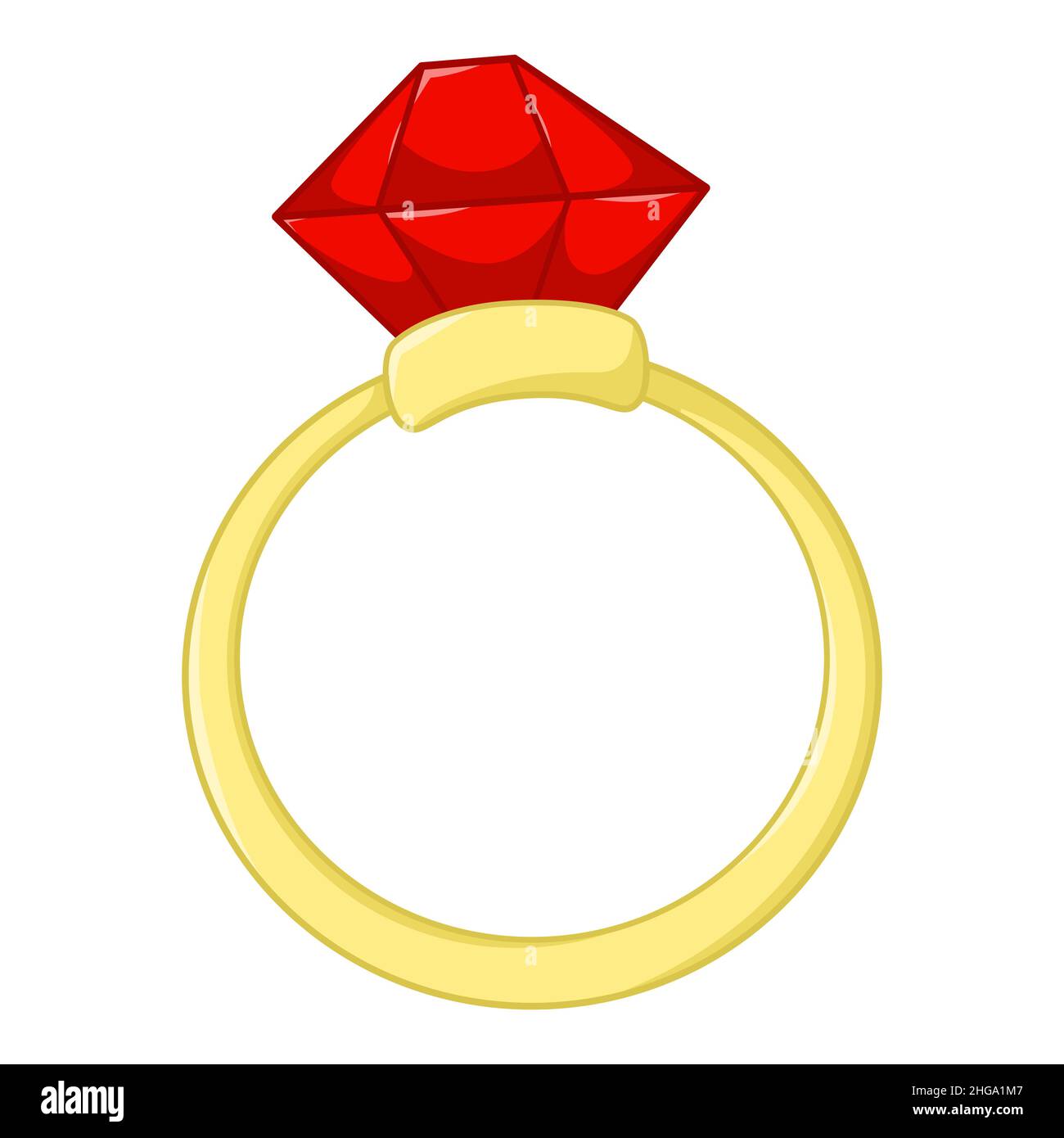Ring with ruby cartoon illustration. Isolated on white background Stock ...