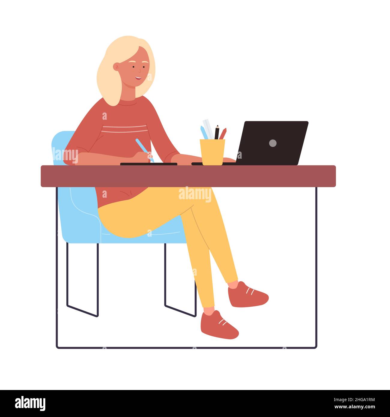 Office employee engaged in administrative work. Sedentary desk job ...