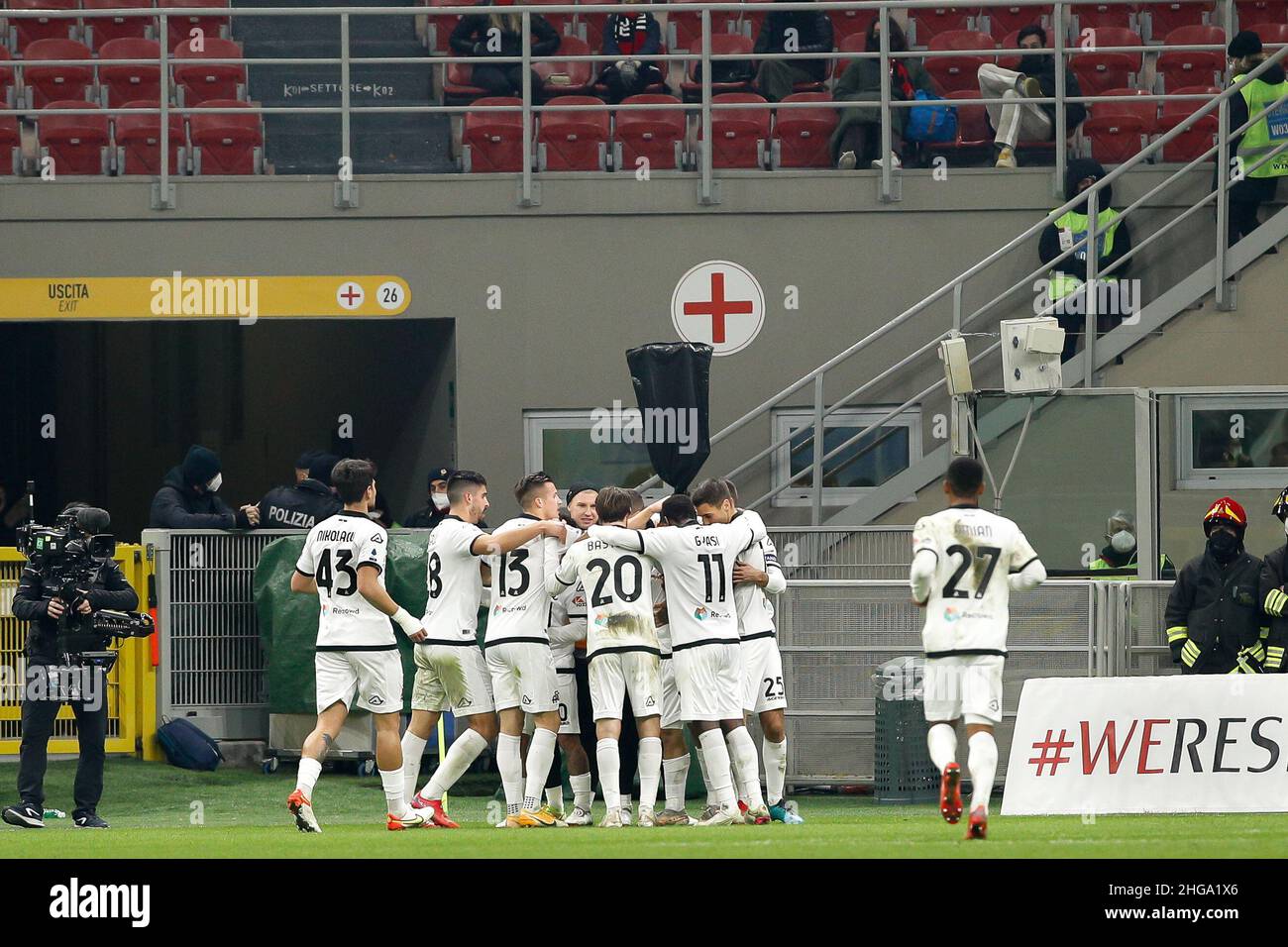 Italy, Milan, jan 17 2022: Kevin Agudelo (Spezia midfielder) scores and ...