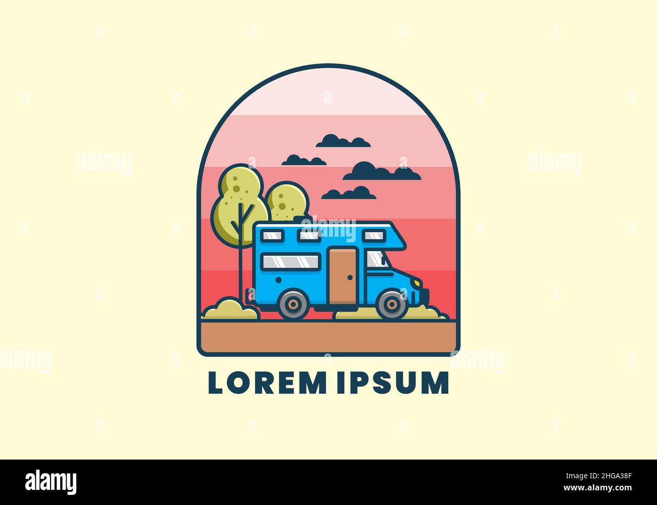 Line art motorhome flat illustration design Stock Vector Image & Art ...