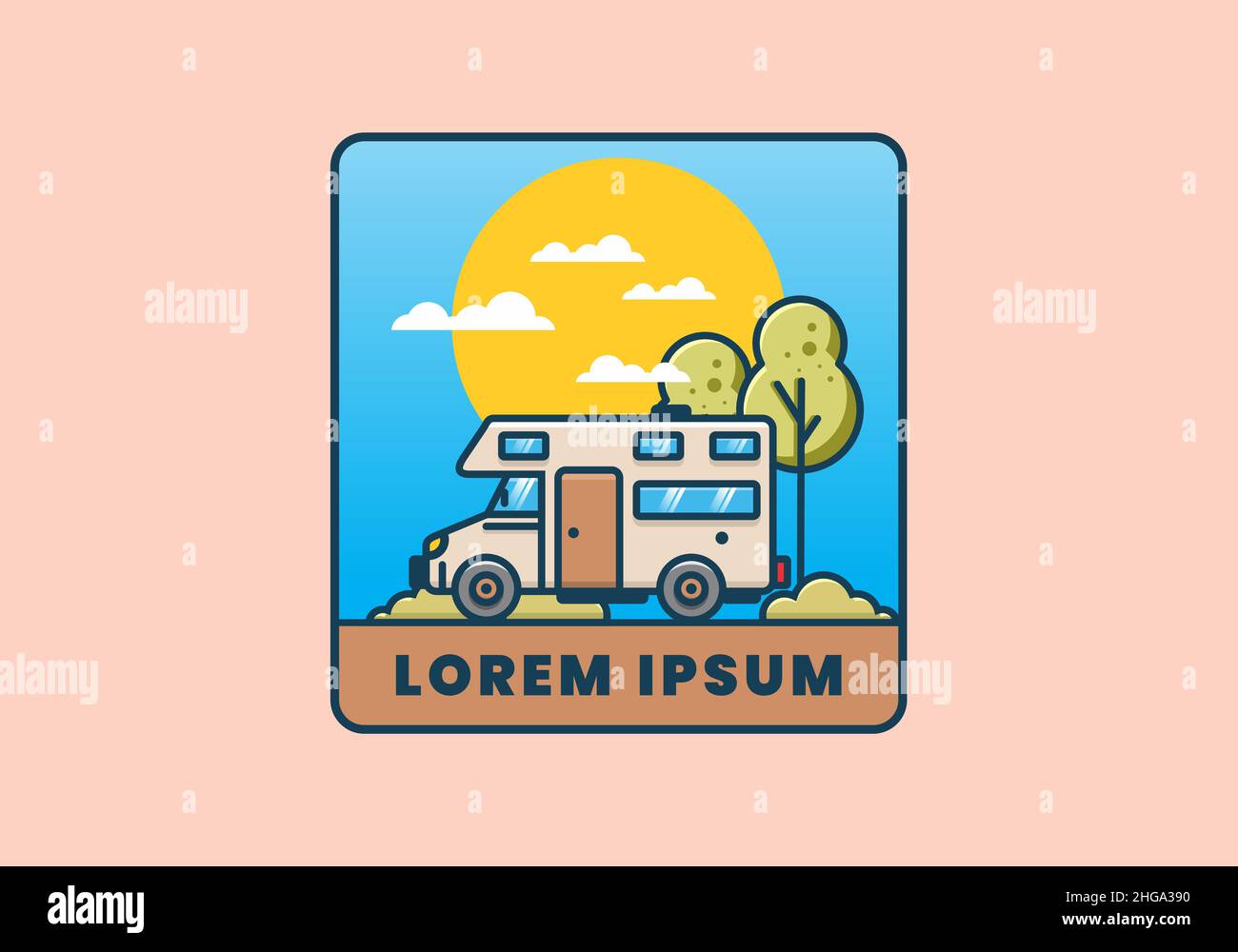 Line art motorhome flat illustration design Stock Vector Image & Art ...