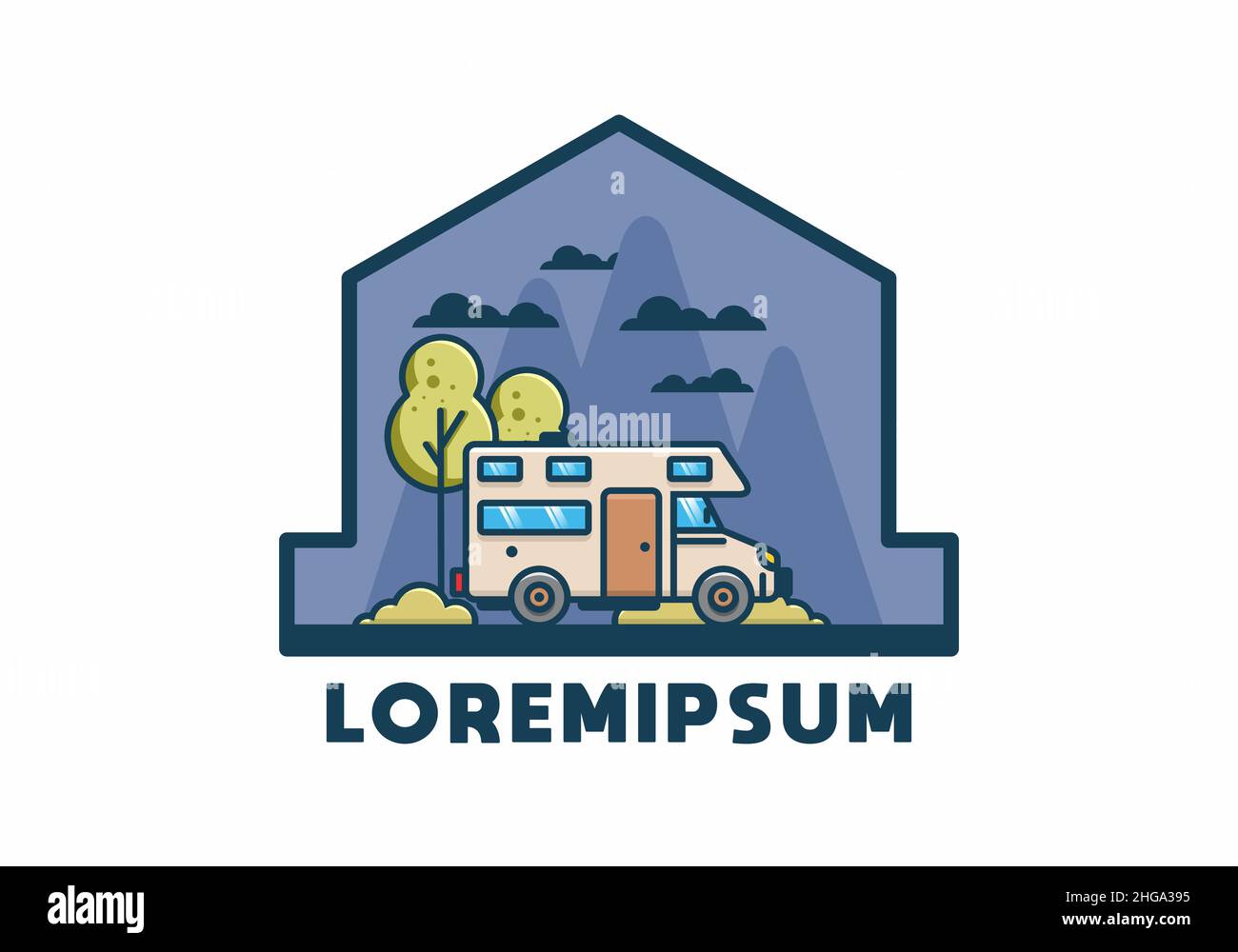 Line art motorhome flat illustration design Stock Vector Image & Art ...