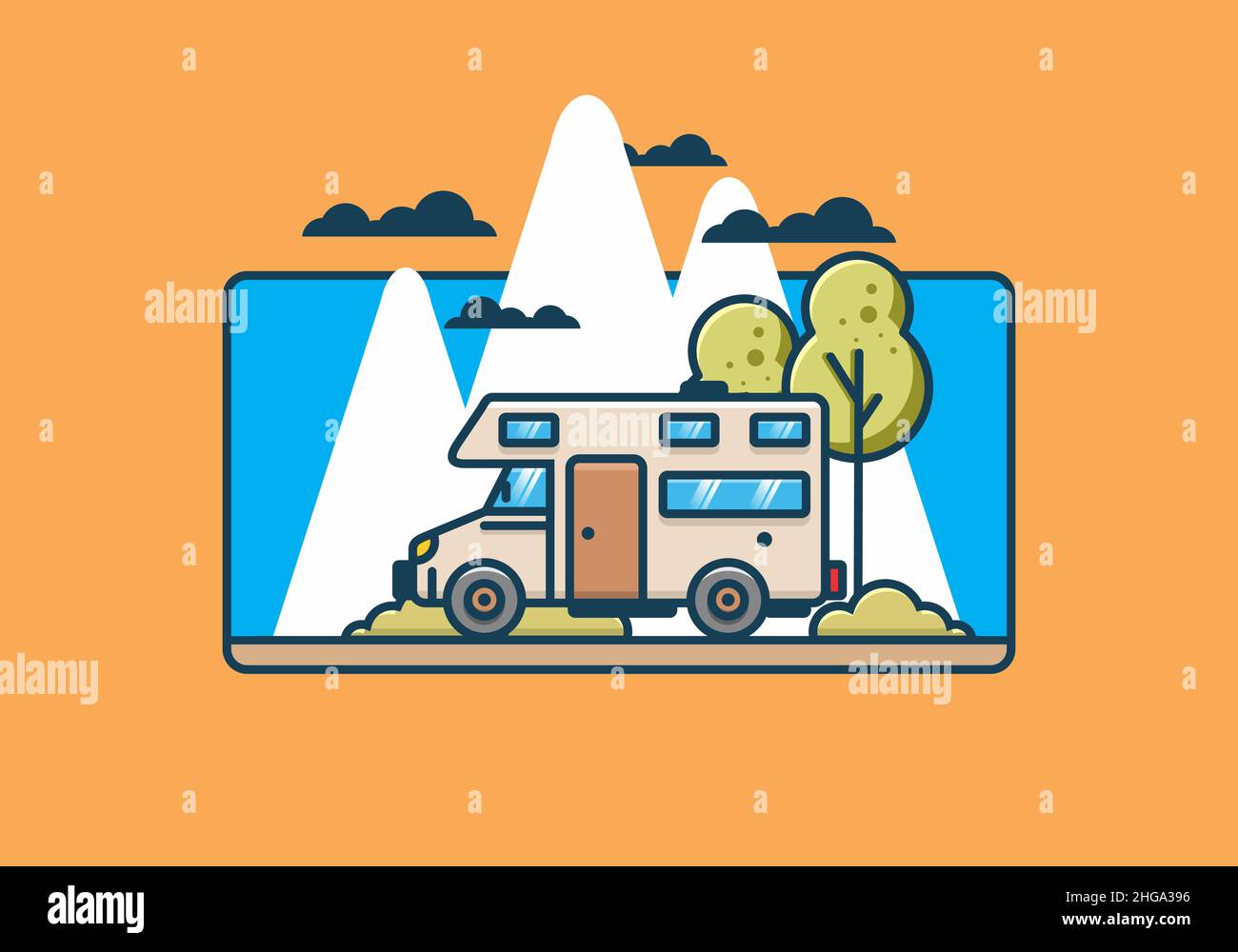 Line art motorhome flat illustration design Stock Vector Image & Art ...