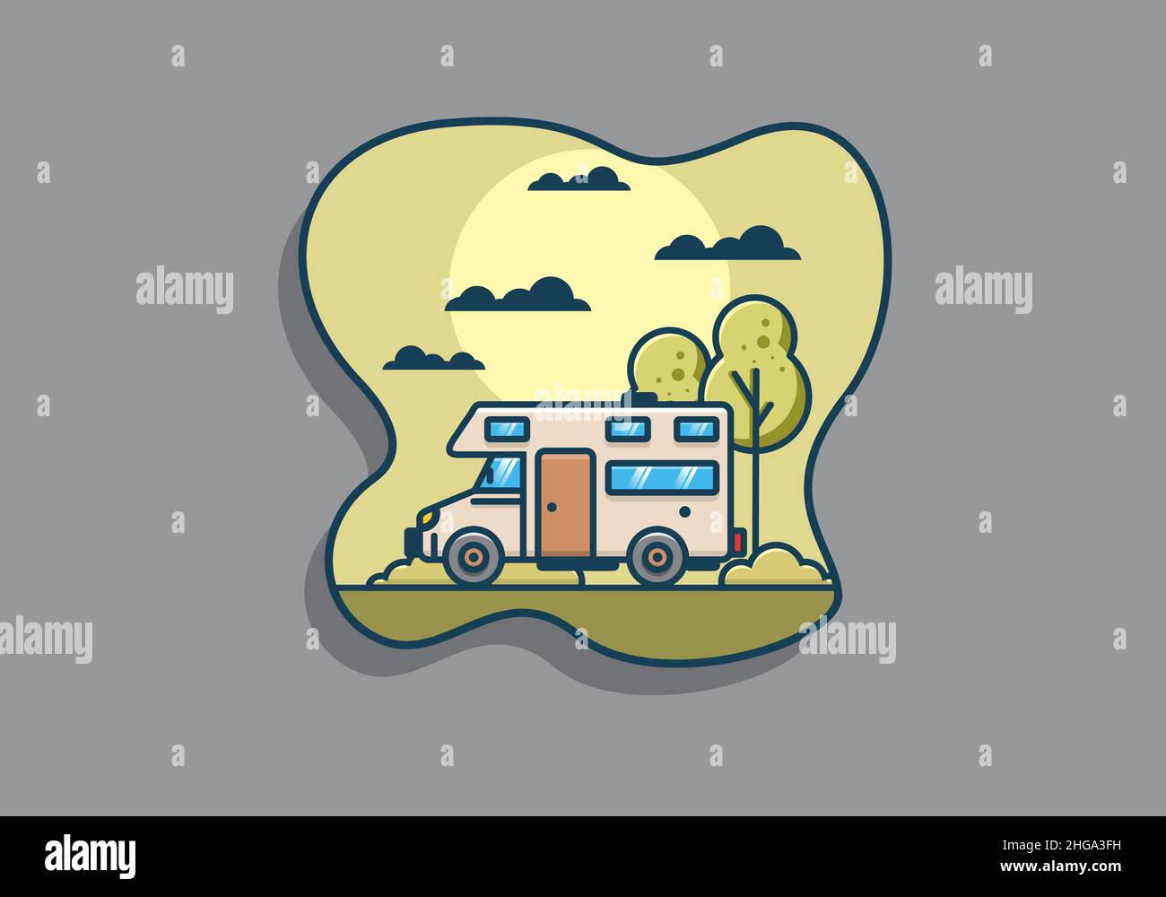 Line art motorhome flat illustration design Stock Vector Image & Art ...