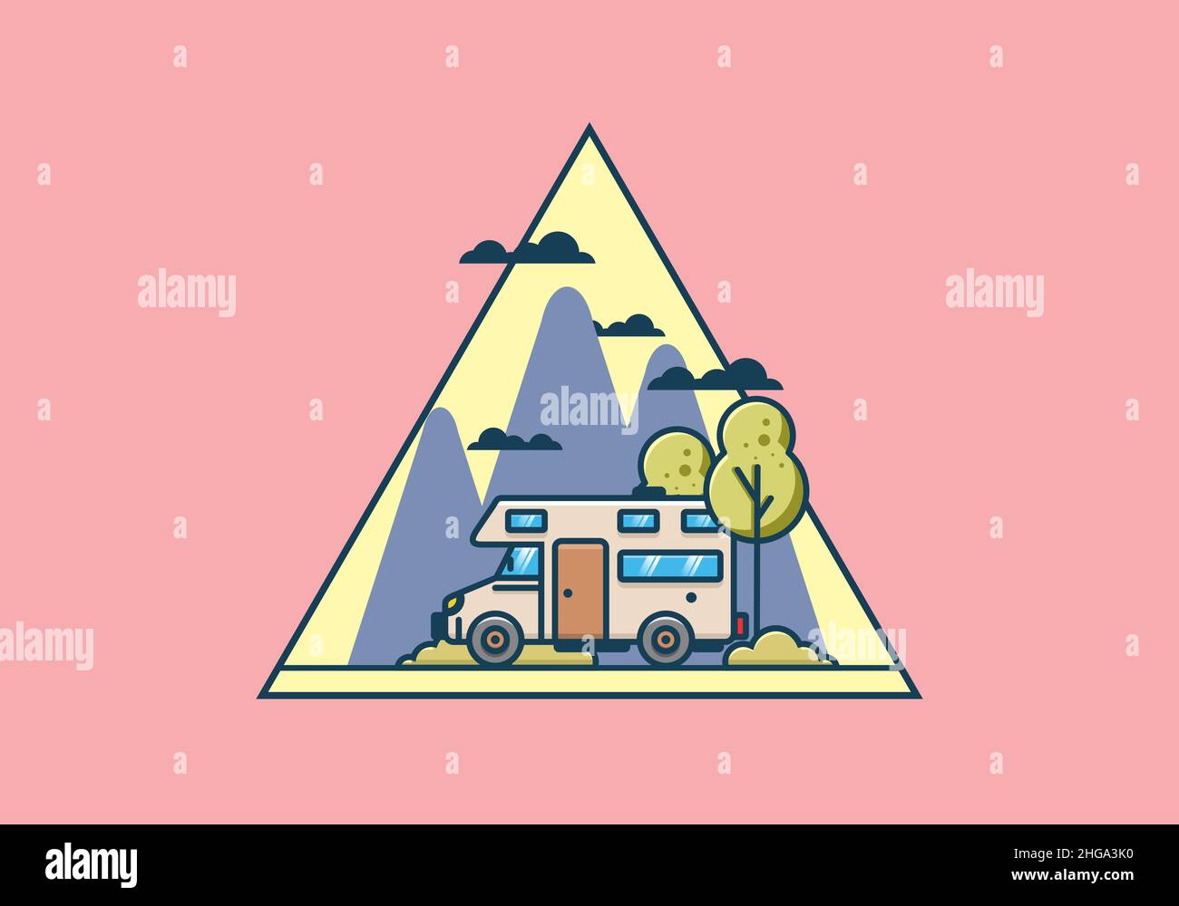 Line art motorhome flat illustration design Stock Vector Image & Art ...