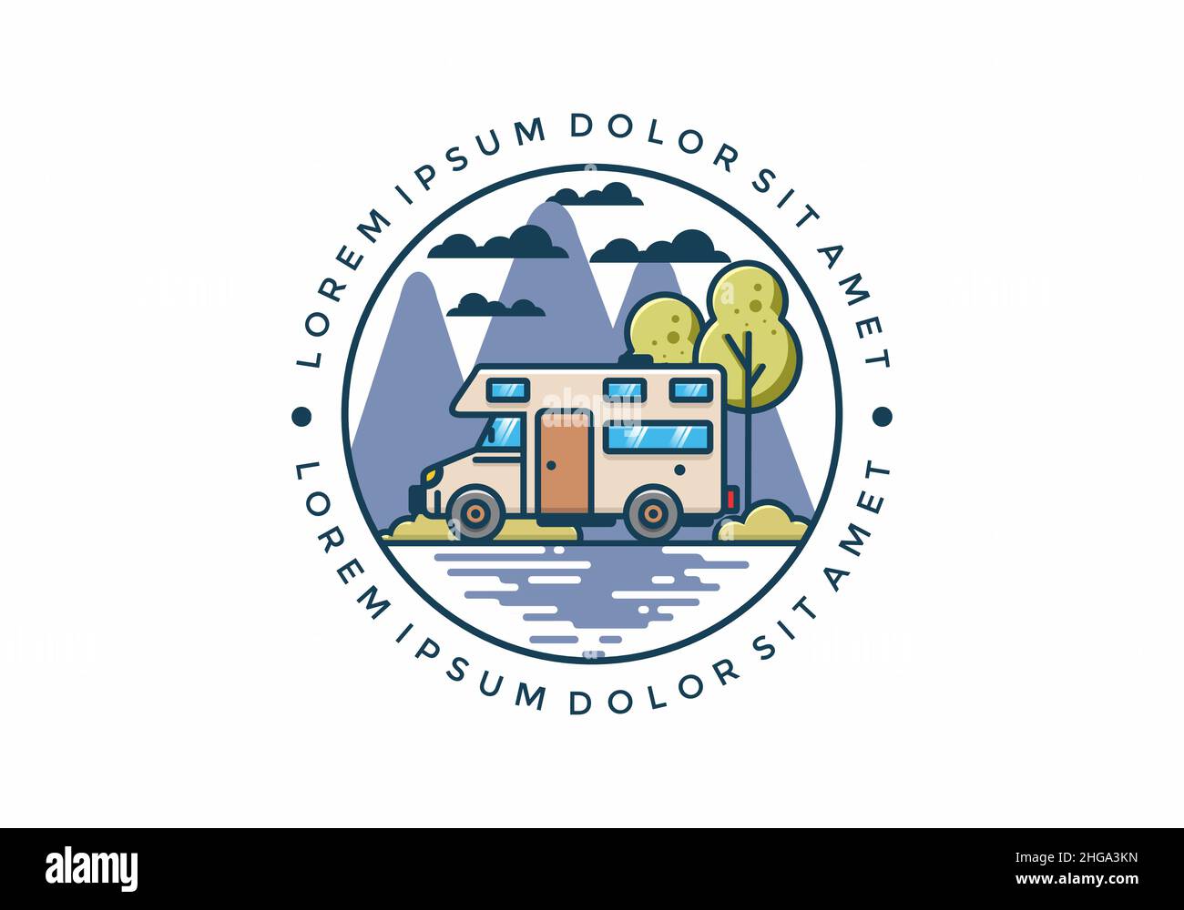 Line art motorhome flat illustration design Stock Vector Image & Art ...