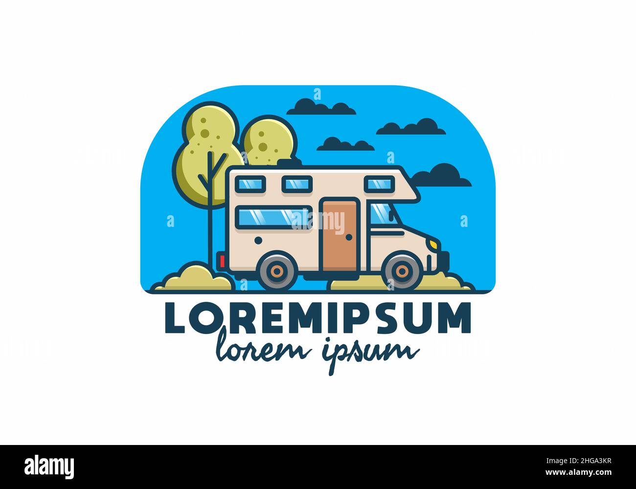 Line art motorhome flat illustration design Stock Vector Image & Art ...