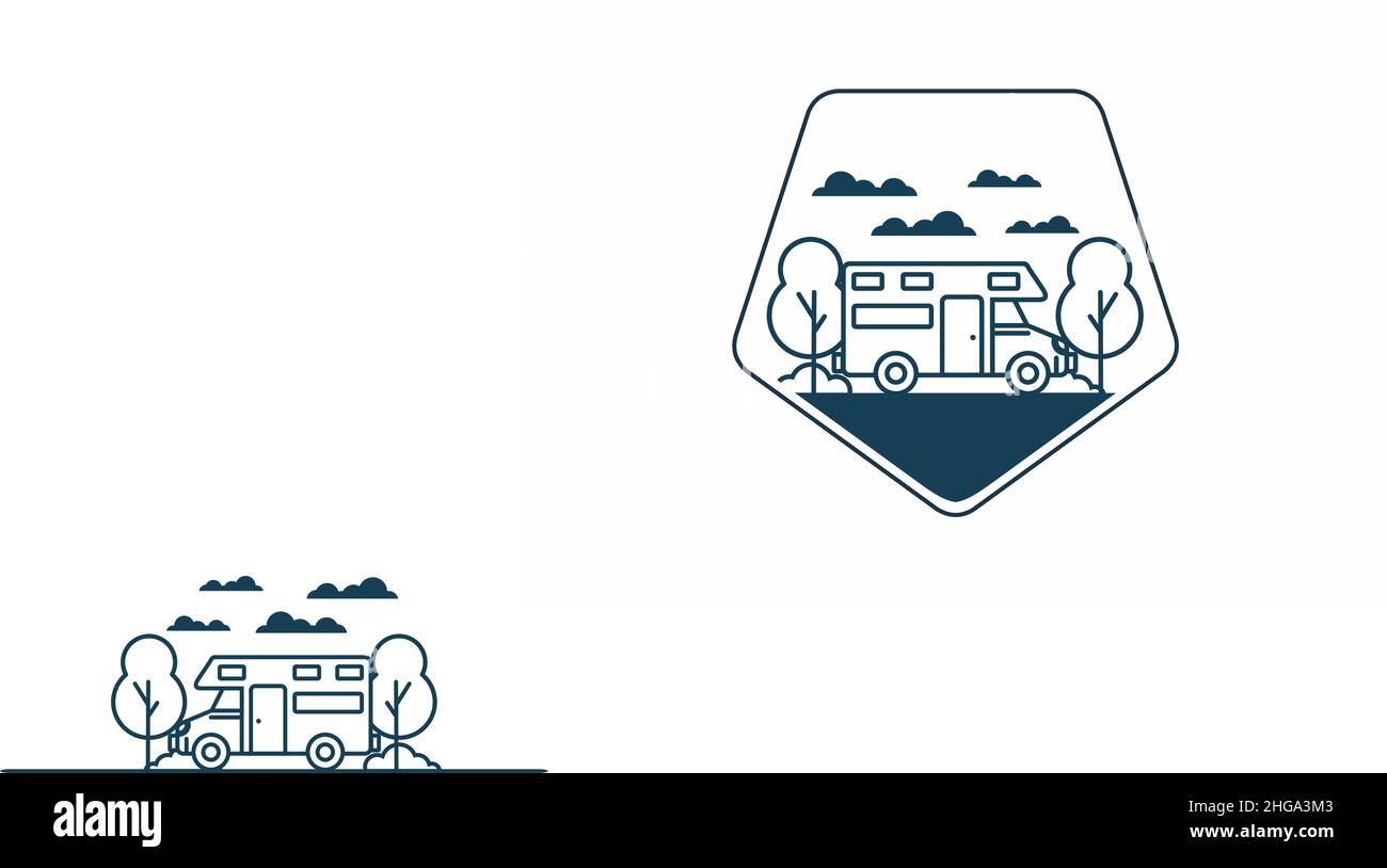 Line art motorhome flat illustration design Stock Vector Image & Art ...