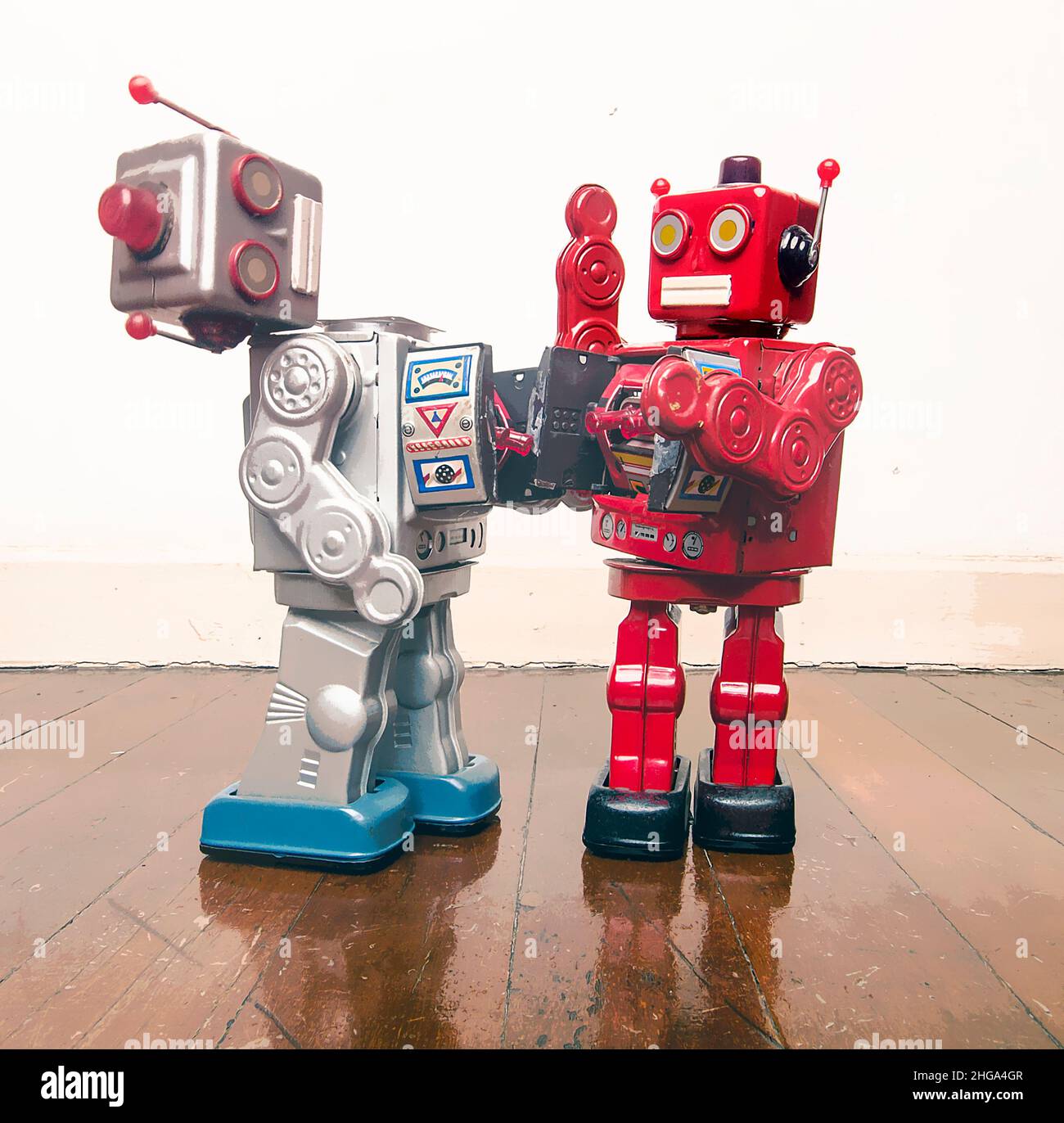 robot fight club concept toned image Stock Photo - Alamy