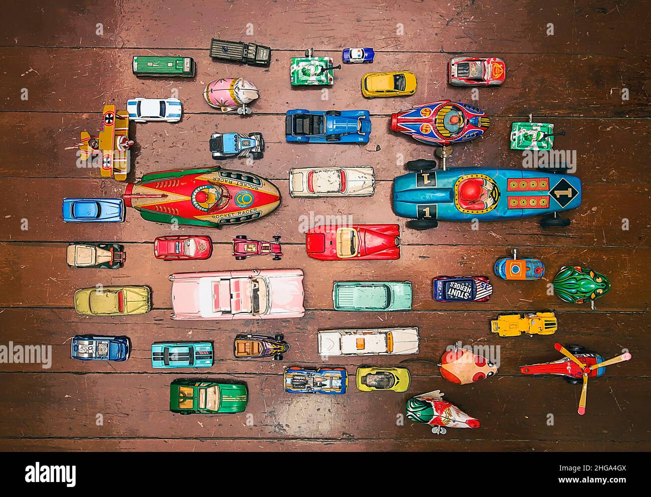 a large collection of vintage tin toys Stock Photo - Alamy