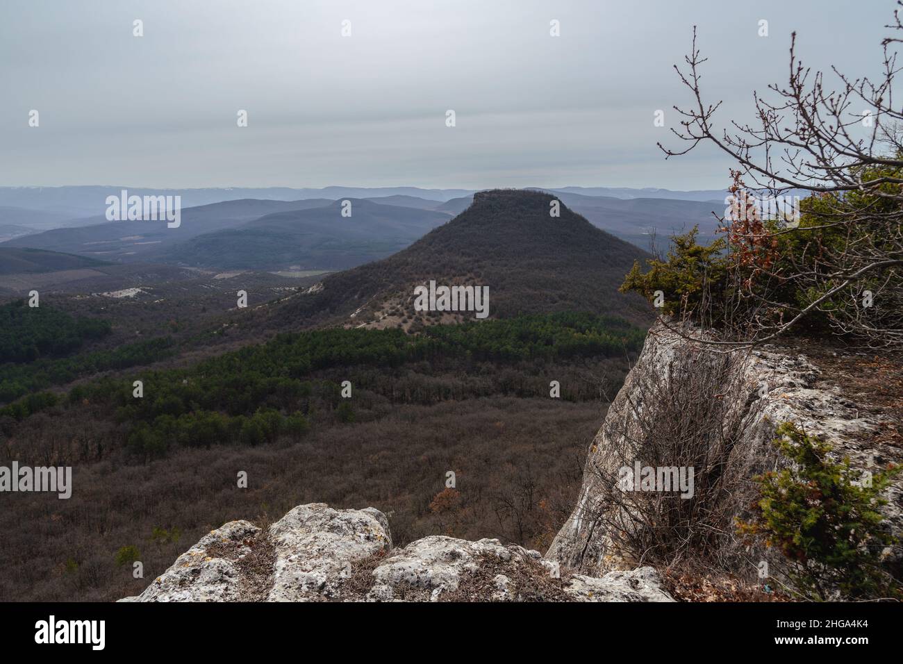 View from Beshik-Tau is the sacred mountain of the Karaites in spring ...