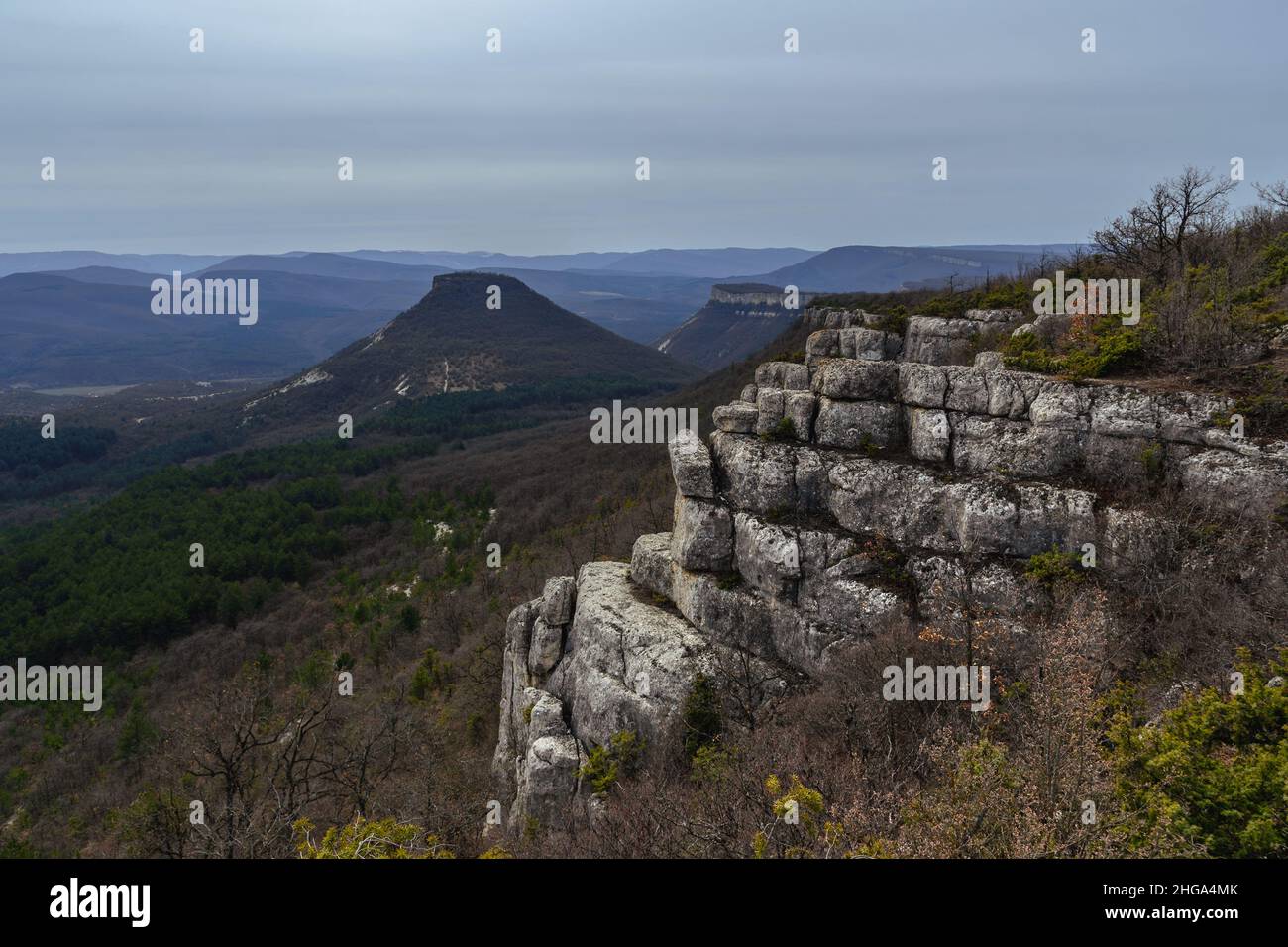 View from Beshik-Tau is the sacred mountain of the Karaites in spring ...