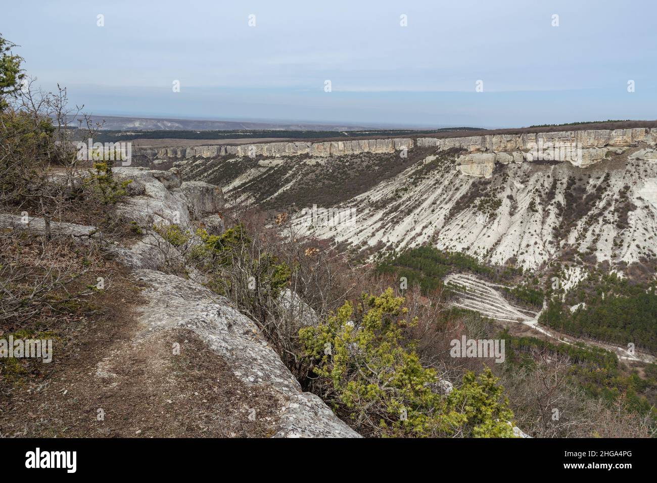 View of valley and mountain Besh-Kosh from plateau Burunchak near ...