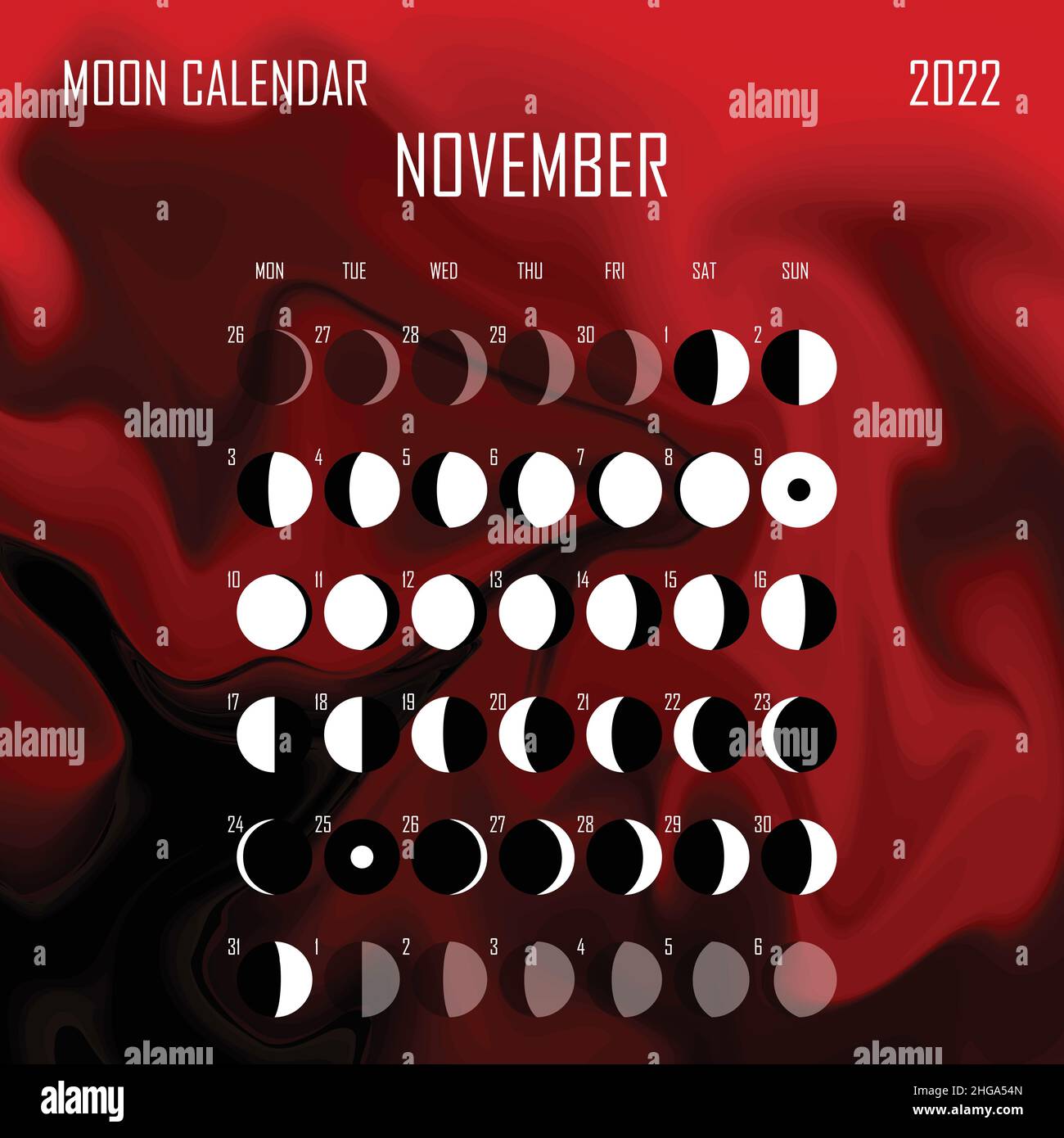 November 2022 Moon calendar. Astrological calendar design. planner ...