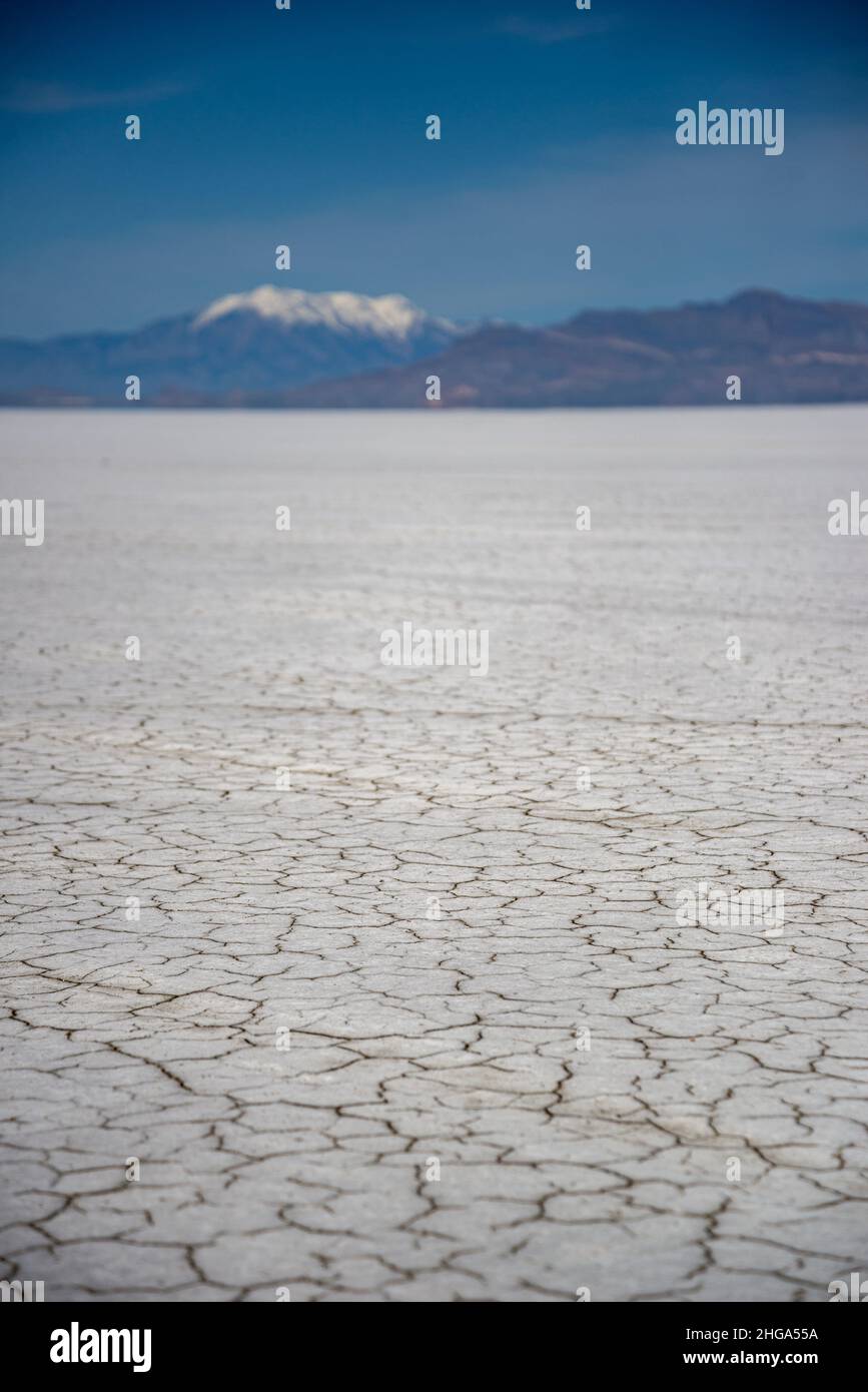 The cracked, white Bonneville Salt Flats. A dry landscape that used to ...