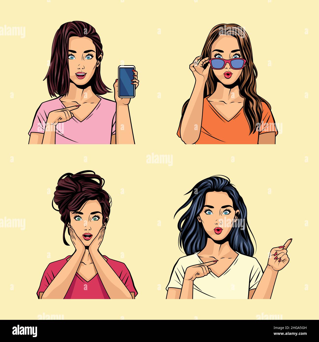 four pop art characters Stock Vector Image & Art - Alamy