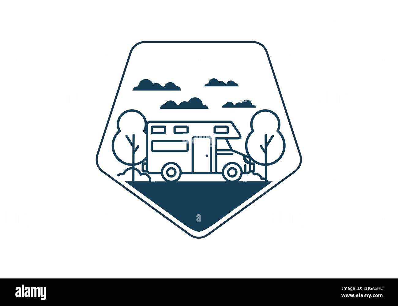 Line art campervan flat illustration design Stock Vector Image & Art ...