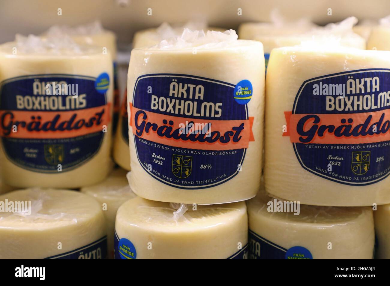 Cheese, from Glada bonden dairy in Boxholm, Sweden Stock Photo - Alamy