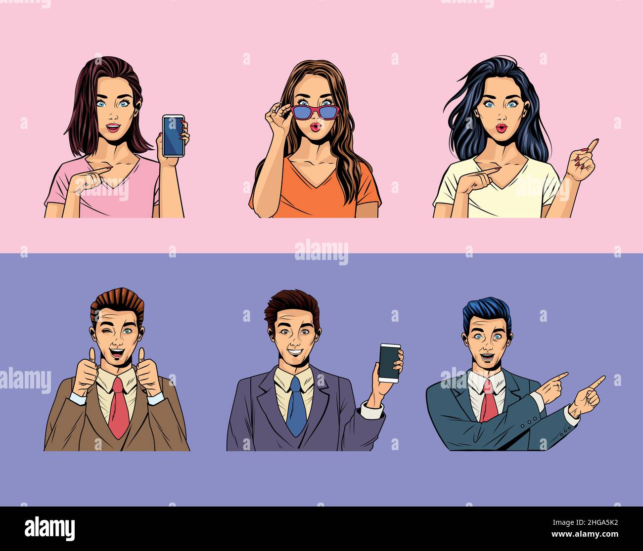 six pop art characters Stock Vector Image & Art - Alamy