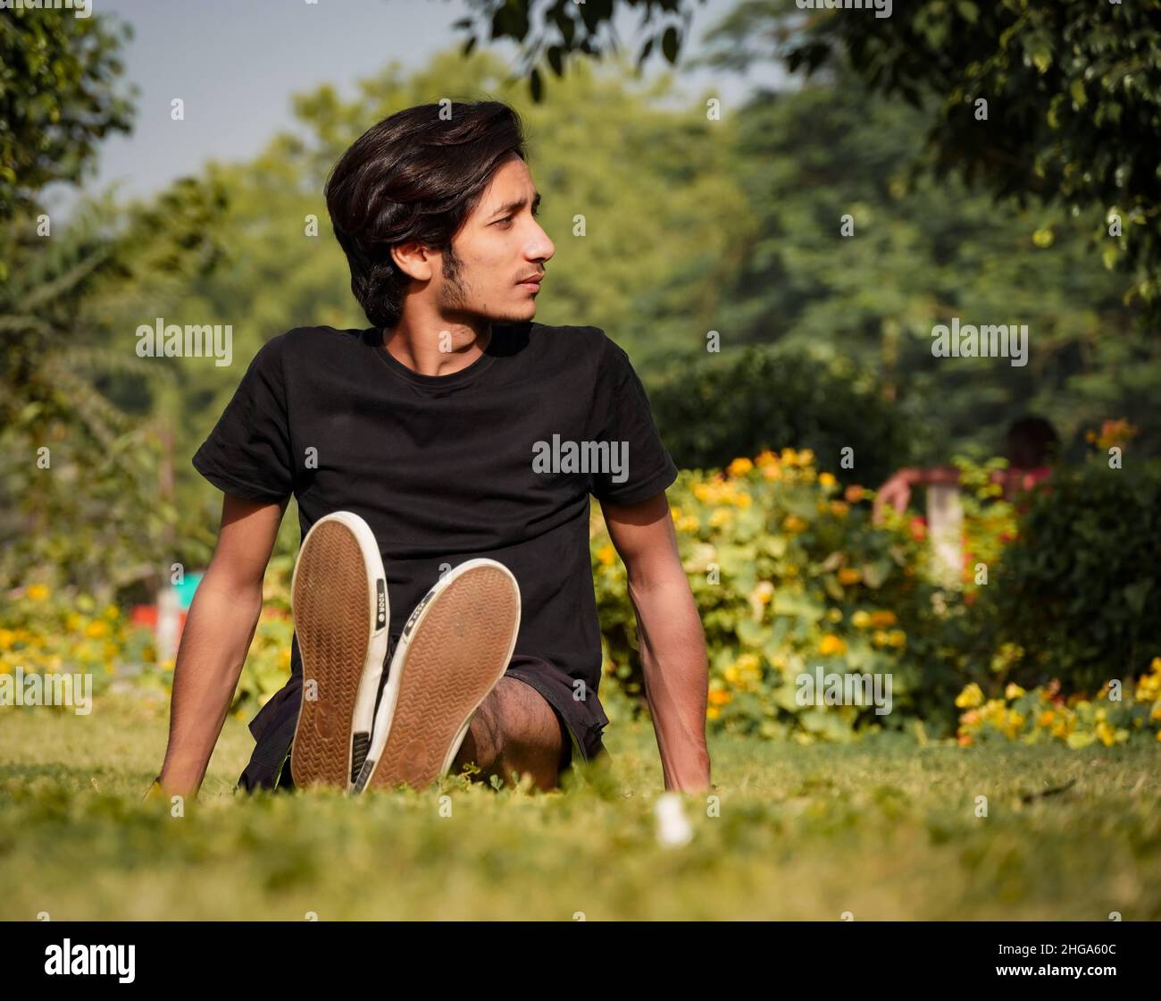 Modern casual man sitting outdoor hi-res stock photography and images ...