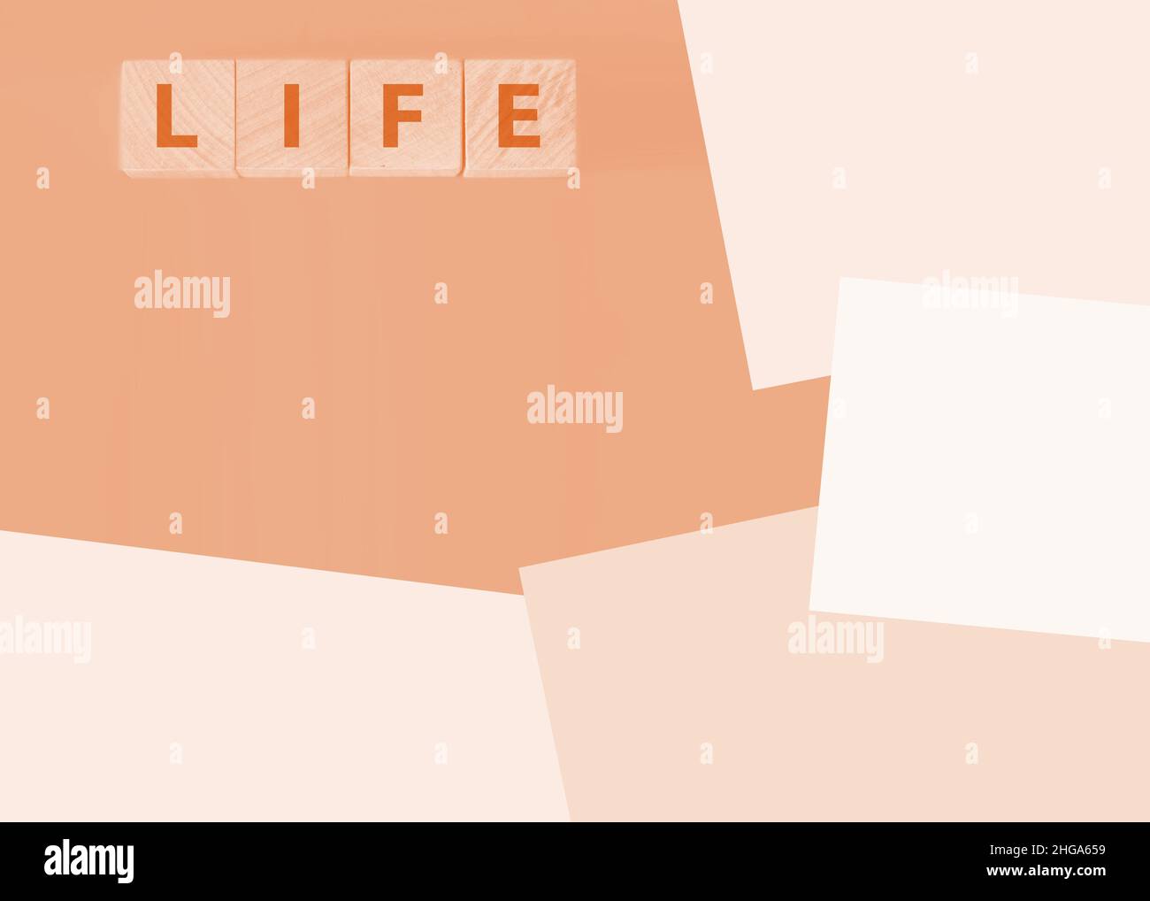 wooden cube whit the inscription Life, with on background. Safe life ...