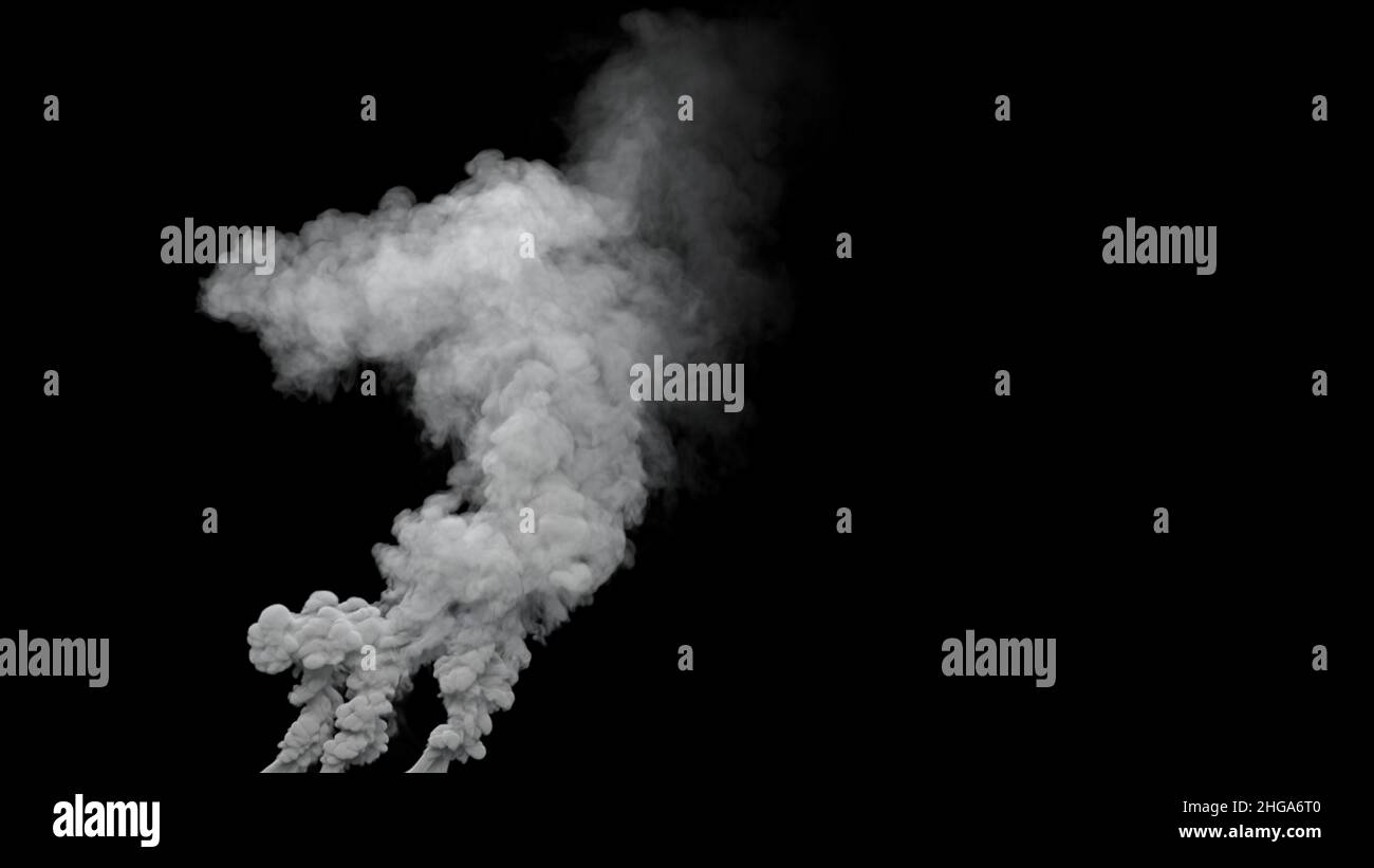 grey pollution smoke exhaust from nuclear power plant on black ...