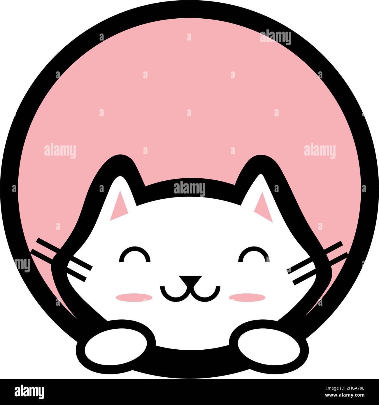 Cute cat peeking out window icon vector illustration Stock Vector Image ...