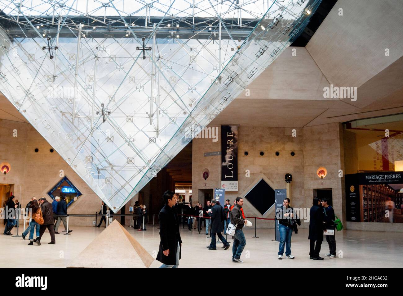 The Inverted Pyramid underground lobby beneath the Louvre Pyramid is a ...